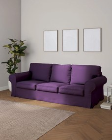 Potah na pohovku IKEA  Ektorp 3-místná, rozkládací STARÝ MODEL PIXBO barva fialová látka pletený vzor