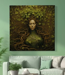 Obraz na plátně - Napojená žena Althea, strom života FeelHappy.cz Velikost obrazu: 140 x 140 cm