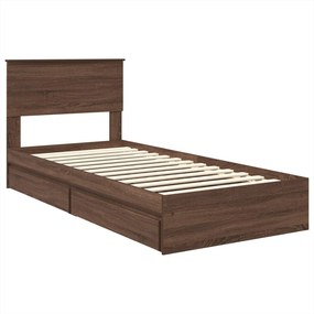Postel s úložným prostorem se zásuvkou Hnědý dub 75 x 190 cm 3408514