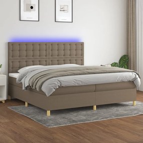 Box spring postel s matrací a LED taupe 200x200 cm textil