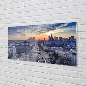 Obraz na skle Varšava mrakodrapy Sunset 140x70 cm
