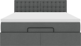Osmanský postel s matrací tmavě šedá 140x190 cm textil 3311623