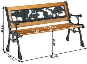 Kondela Dětská lavička, černá/přírodní, NADAZA