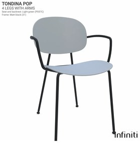 Židle Tondina Pop s opěradly Barva kovové konstrukce: Matt black 31, Barva sedáku a opěradla z recyklovaného plastu: Almond grey IP421C