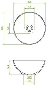 Laveo Sabi, umyvadlo na desku 325x325x145 mm, bílá lesklá, LAV-VUS_6232