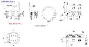 Sapho Sapho, VERSI podomítková sprchová/vanová baterie, ruční sprcha, 2 výstupy, bronz, RV052/18