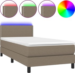 vidaXL Box spring postel s matrací a LED 90x200 cm textil [3133049] Barva: krémová