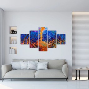 Obraz - Podzimní koruny stromů, moderní impresionismus (125x70 cm)