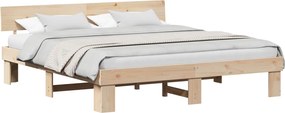 Rám postele s čelo Hnědá 200 x 200 cm Masivní borové dřevo 3382289