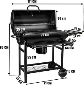 Zahradní gril na dřevěné uhlí BAREL se dvěma rošty černý