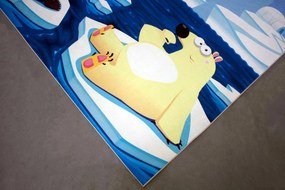 BE Dětský koberec Porte 8034 BLUE - modrý obdélníkový, s tučňákem Rozměr: 120x180 cm
