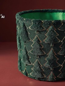 Sinsay - Vánoční úložný koš s aplikacemi stromečků a flitry - zelená