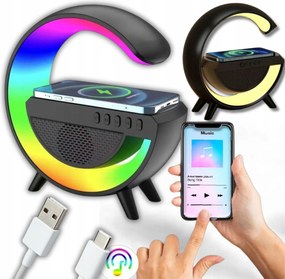 Led Herní Lampička Reproduktor Rgb Indukční Nabíječka Rádio Qi Bluetooth