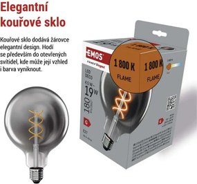 EMOS LED žárovka Filament kouřová G125 4,5W E27 Z58311