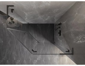 Mexen Lunar, L pravý výklopný pětiúhelníkový sprchový kout 100x80 cm průhledný, profil grafit broušený, 831L-100P-080L-66-00-P