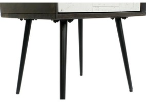 DKD Home Decor Noční stolek 45 x 38 x 50 cm Černý Kov Bílý mangové dřevo Wengue