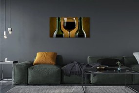 Obrazy na plátně 2 láhve sklenice na víno 120x60 cm
