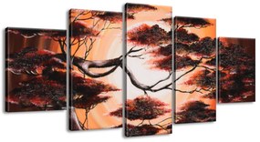 Gario Ručně malovaný obraz Strom při západu slunce - 5 dílný Rozměry: 150 x 70 cm