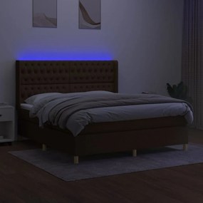 Box spring postel s matrací a LED tmavě hnědá 160x200 cm textil 3139128