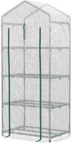 Outsunny skleník se policemi, zimní skleník z oceli, skleník pro balkon, zahradu, 70x50x160cm, skleník na rajčata pro zeleninu, květiny, rostliny, bíl