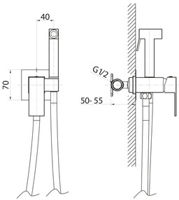 Sapho - Bidetová baterie se sprškou pro podomítk instalaci CUBEMIX matná zlatá