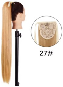 Rovný příčesek s upevňovací sponkou a mašlí - odstíny blond (2 délky) Barva: 27, Velikost: 85 cm