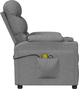Elektrické masážní křeslo světle šedé textil 3143503