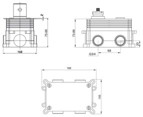 Mereo Mereo, Sprchová sada s termostatickou podomítkovou tlačítkovou baterií - 2-cestná - oválný kryt, CB60106TB3