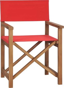 vidaXL Režisérská židle masivní teakové dřevo [47413] Barva: Červená