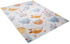 Chemex Dětský koberec Emma Kids - lišky a kočičky - šedý Rozměr koberce: 80x150 cm