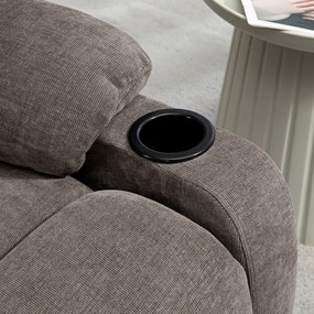 HOMCOM TV křeslo s funkcí polohování, otočné o 360°, naklápěcí o 135°, s pružinovým jádrem, elastické popruhy, držák na nápoje, 88x96x108cm, hnědé| A…