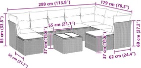 10dílná zahradní sedací souprava podušky světle šedá polyratan 3218582