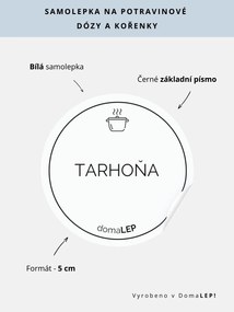 TARHOŇA  – bílá samolepka na dózu, základní písmo, 5 cm | DomaLEP