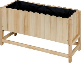 Outsunny venkovní vertikální úsporný květináč z jedlového dřeva s odvodňovacím otvorem a vnitřním potahem, 86x30x50 cm, dřevěná barva | Aosom