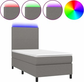 Box spring postel s matrací a LED tmavě šedá 90x190 cm textil 3134678