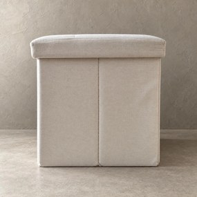 Puf s úložným prostorem, obdélníkový, skládací, 110 × 38 × 38 cm, béžový