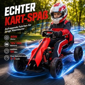 HOMCOM Elektrický Go-Kart pro Děti 3-8 Let s 12V Baterií, Nastavitelná Rychlost 3-5 km/h a Bezpečnostním Pásem, Nosnost 30 kg, Venkovní Použití, 100x…