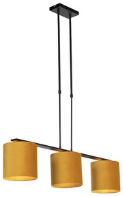 Závěsná lampa s velurovými odstíny žluté se zlatem 20cm - Combi 3 Deluxe