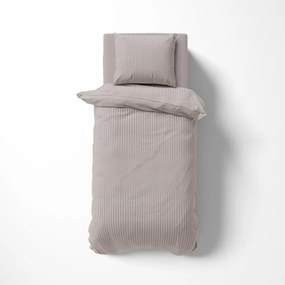 Detexpol Bavlněné povlečení 140x200 béžové jednobarevné pruhované damaškové povlečení 1 cm Pure - VÝPRODEJ