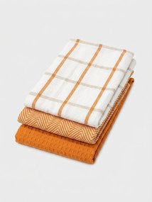 Sinsay - Sada kuchyňských utěrek s bavlnou 3 pack - oranžová