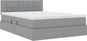Postel s úložným prostorem a matrací Světle šedá 140 x 200 cm 3370512