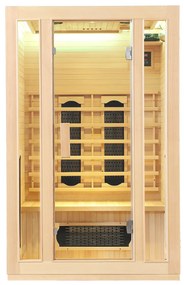 Juskys Infračervená sauna/tepelná kabina Nyborg S120K s keramikou, panelovým radiátorem a dřevem Hemlock