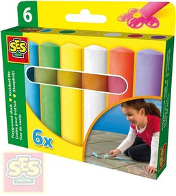 SES CREATIVE Křídy chodníkové dětské barevné tlusté set 6ks v krabičce 02206