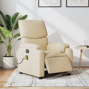 Elektrické masážní polohovací křeslo krémové textil 3204821