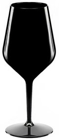Černá nerozbitná plastová sklenice na víno 470 ml