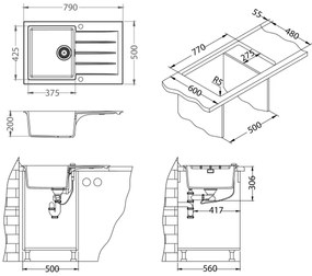 ALVEUS SETA23231 - Kuchyňský dřez CADIT+dřezová baterie MINTAS 34cm granit/černá