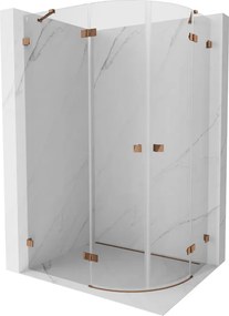 Mexen Lunar, půlkruhový sprchový kout naklápěcí doleva 100 x 70 cm, 8mm čiré sklo, profil růžové zlato, 833-100L-070P-60-00