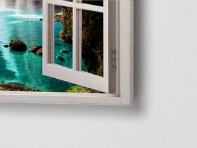 Liox Obraz okno pohled na vodopád Rozměr: 120 x 80 cm