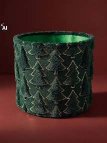 Sinsay - Vánoční úložný koš s aplikacemi stromečků a flitry - zelená
