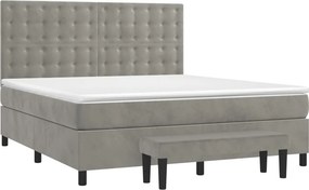 Box spring postel s matrací světle šedá 180x200 cm samet 3138097